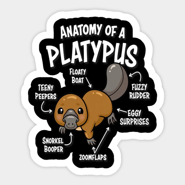 Anatomy Of A Platypuses Platypuses Lover Boys Girls - Platypus - Sticker | TeePublic